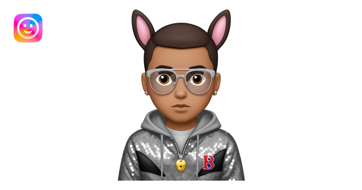 Bad Bunny, Puerto Rican Rapper with dark brown hair, gray sequin outfit ...