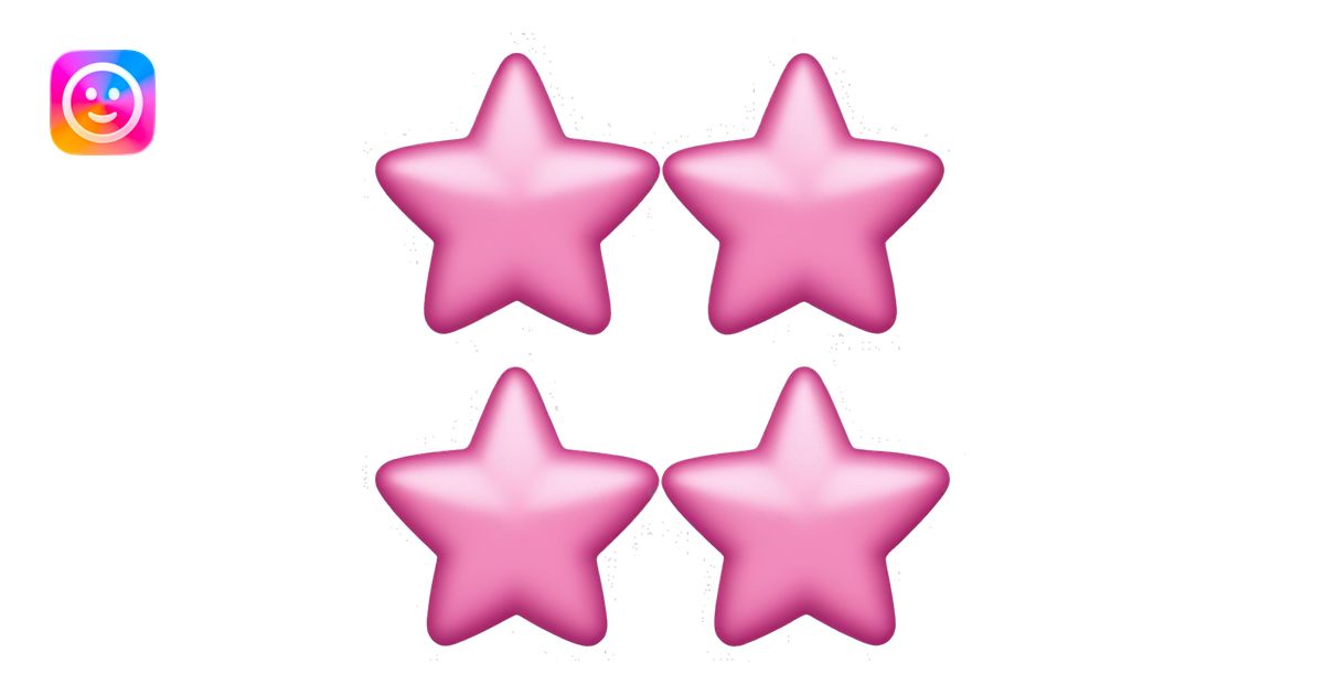 Three small pink , 4-pointed stars grouped together. The stars have a ...