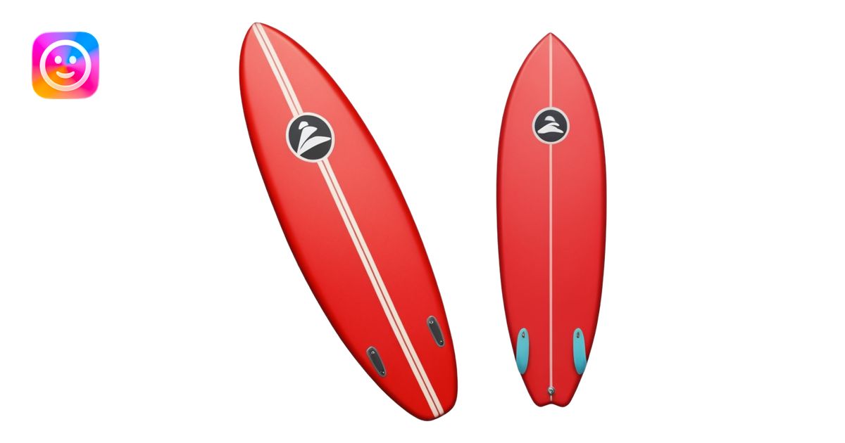 1 Red Surfboard with Stickers emoji | AI Emoji Generator