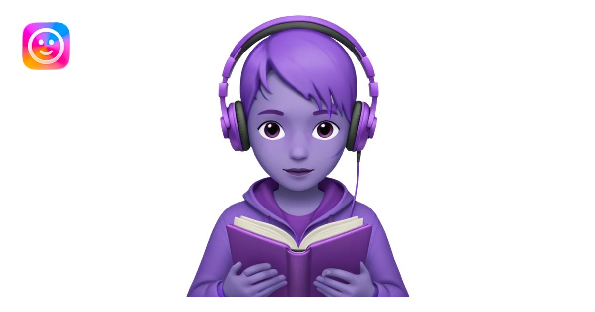 purple open written in journal with purple headphones on top emoji | AI ...