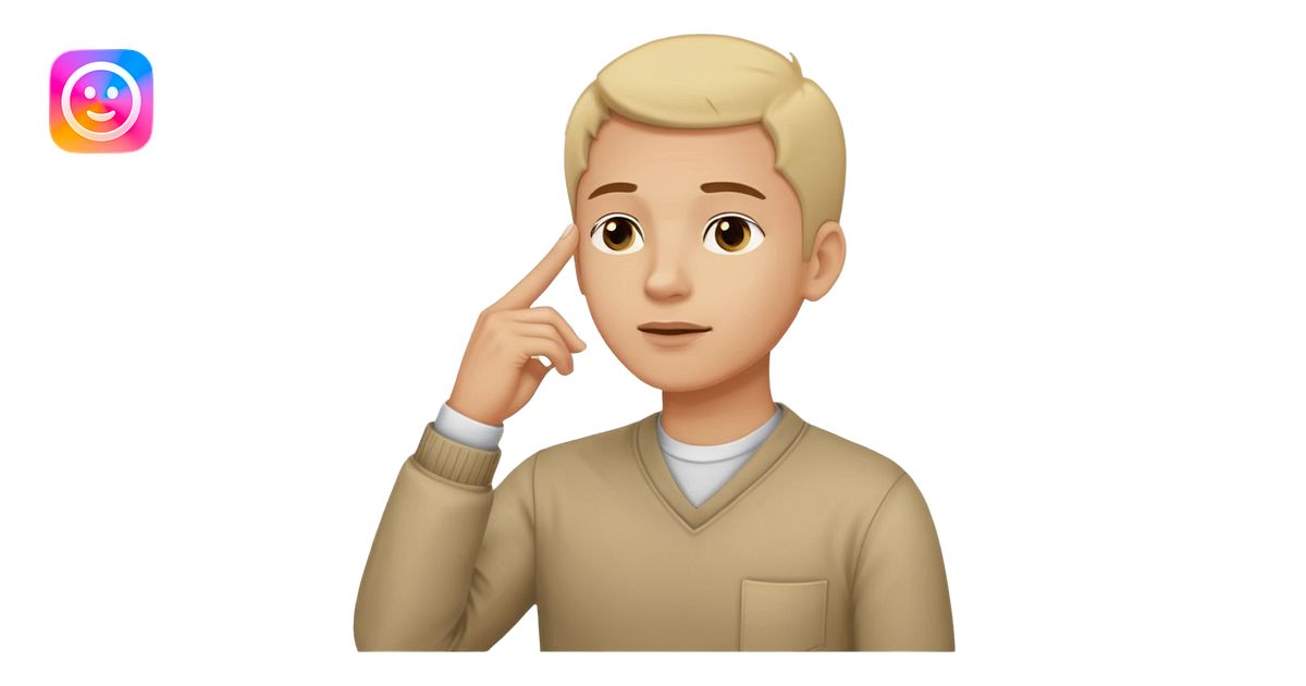 man looking up to the top right, index finger touching his temple ...