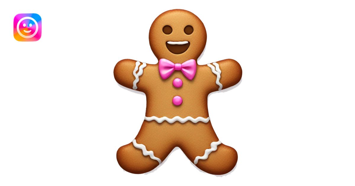 A gingerbread cookie with a pink bow emoji | AI Emoji Generator