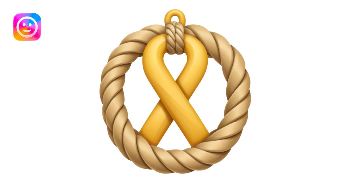 A realistic yet cute rope knot emoji, tied perfectly, symbolizing ...
