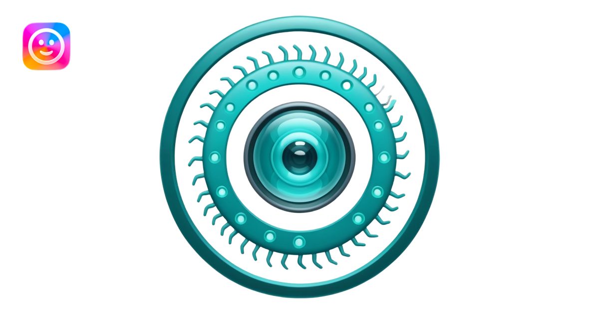 Emoji-style icon showing a virus or germ being scanned by an AI vision ...