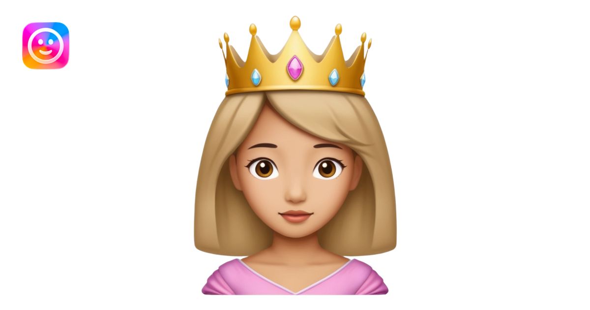 Asian girl wearing a princess crown on her head emoji | AI Emoji Generator