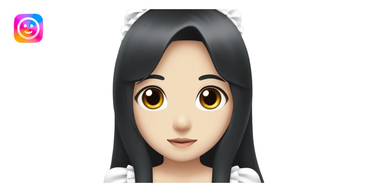 Anime maid with brown eyes, long black hair emoji | AI Emoji Generator