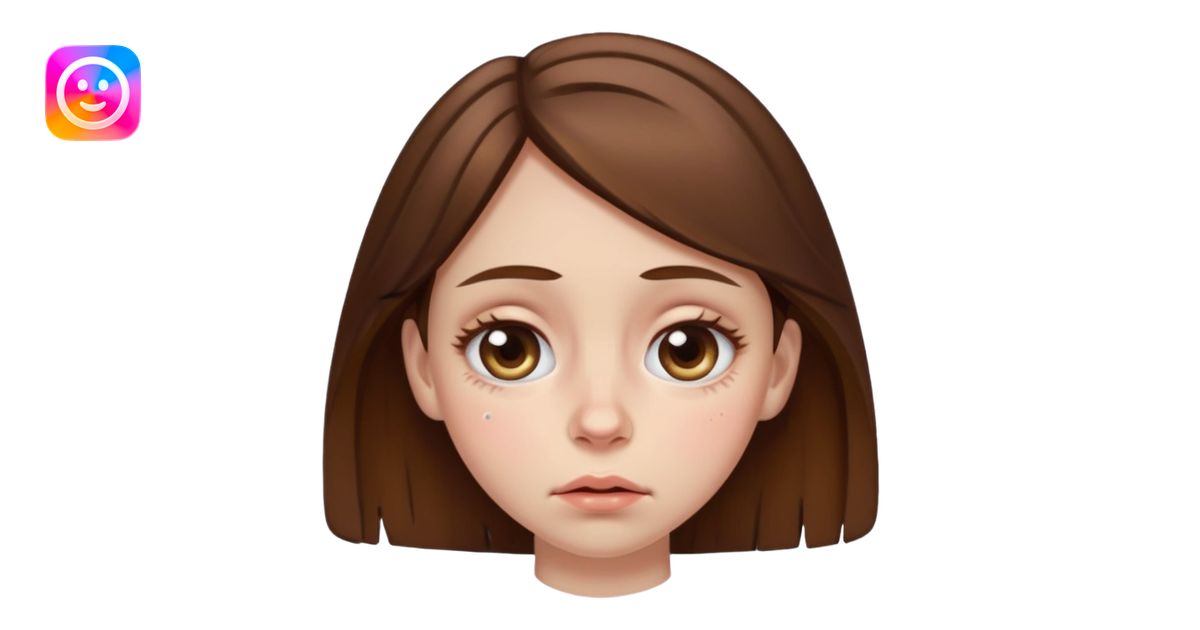 brown haired girl puffy swollen eyes emoji | AI Emoji Generator