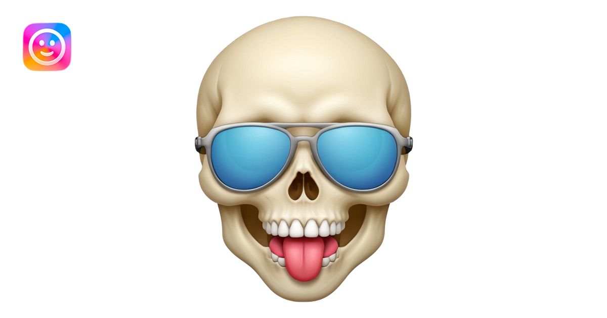 Skull wearing sunglasses and tongue sticking out emoji | AI Emoji Generator