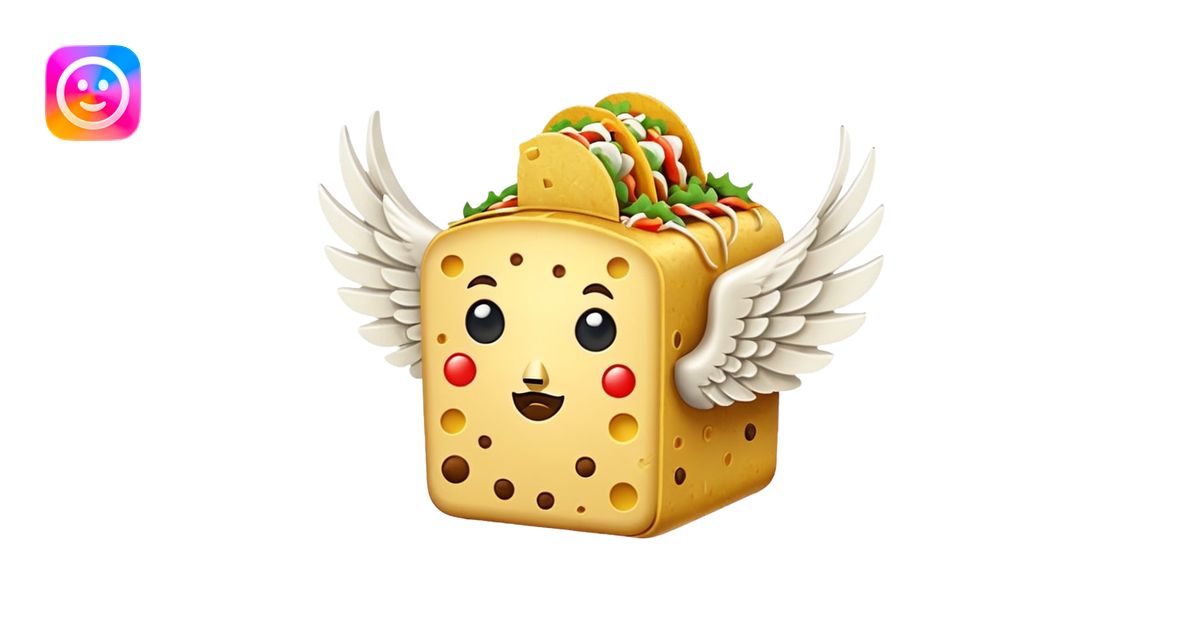 Taco Lucky Block with white wings emoji | AI Emoji Generator
