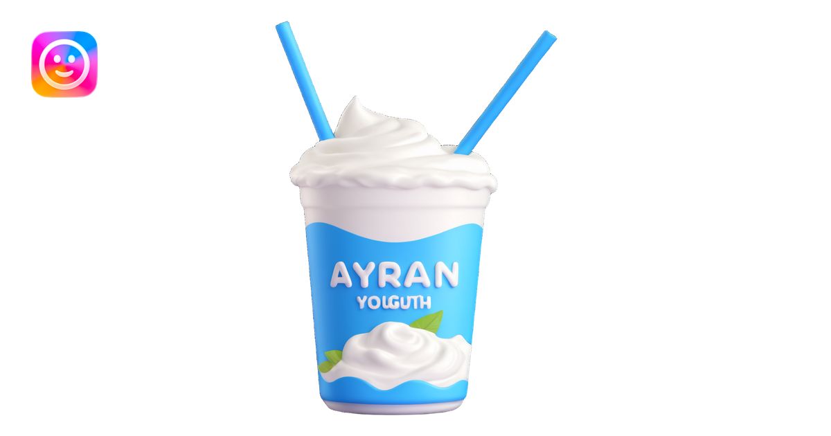 A small carton of Turkish yogurt drink (ayran) with a straw, white and ...
