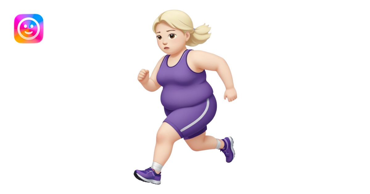 Sad fat girl running emoji | AI Emoji Generator