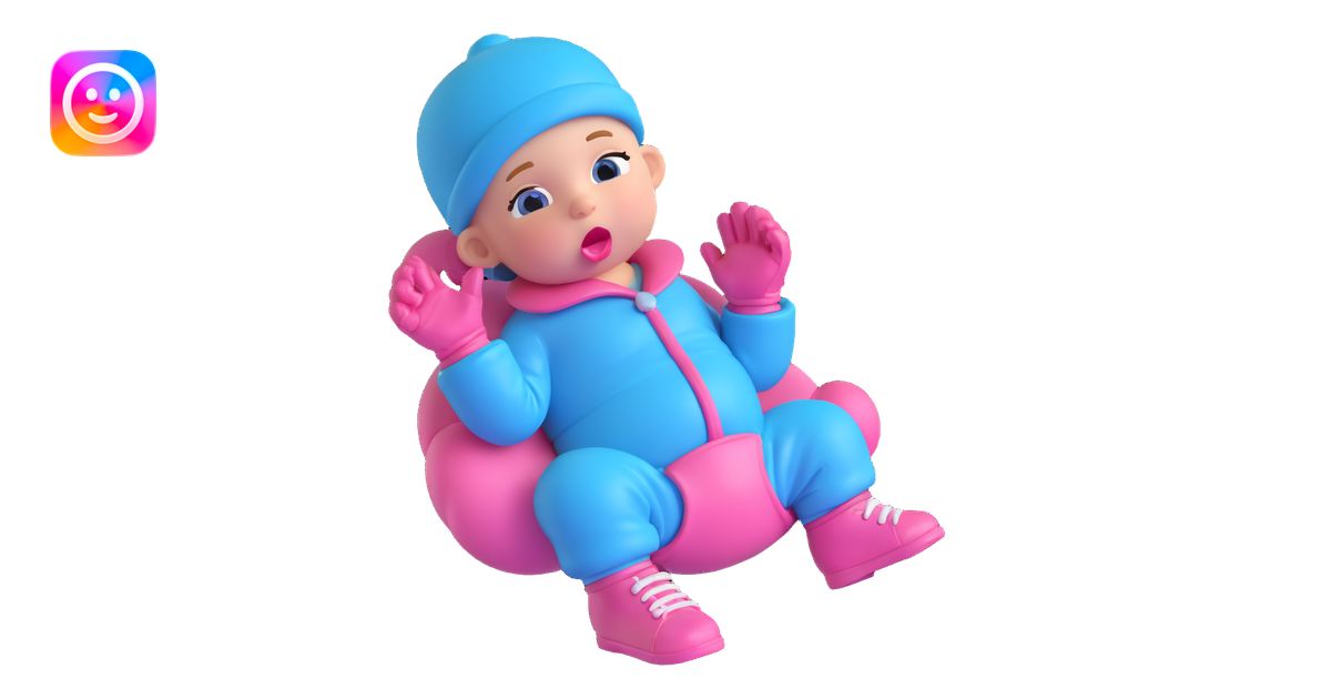 3D cartoon pacifier character, adult version, leaning back with one leg ...