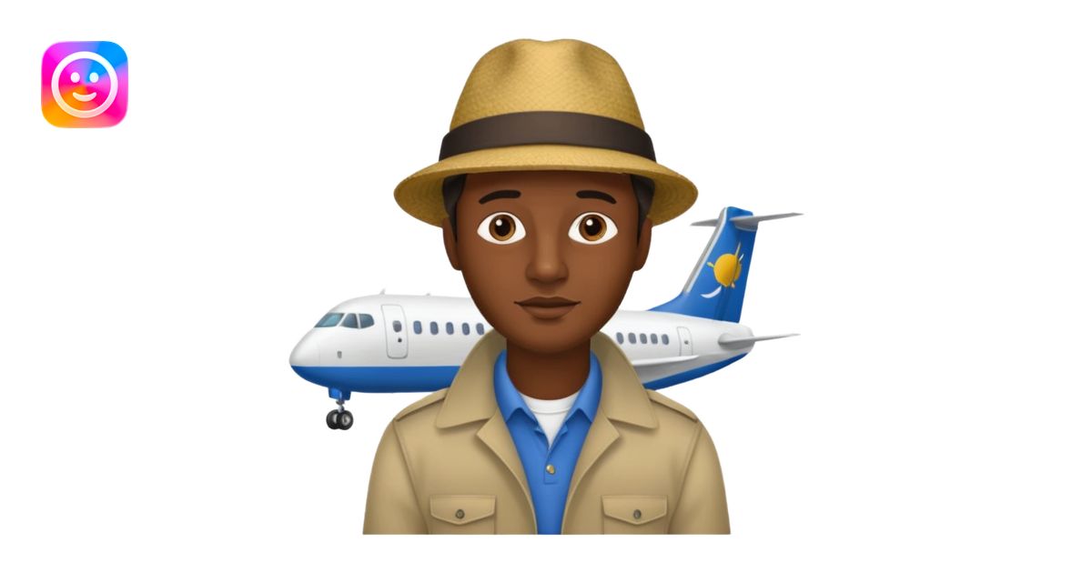 Visage homme créole réunionnais avec chapeau arrive avion emoji | AI ...