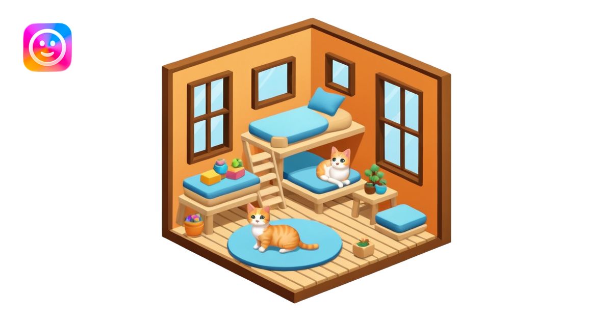 cat room interior isometric emoji | AI Emoji Generator