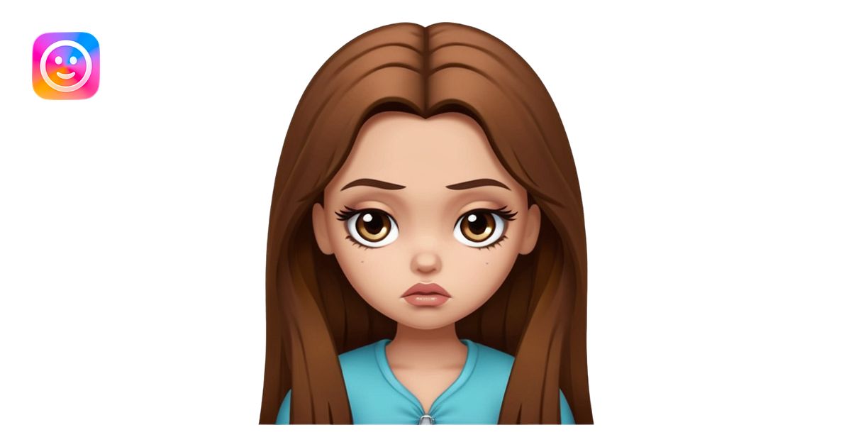 sad pretty bratz baddie, long brown hair emoji | AI Emoji Generator