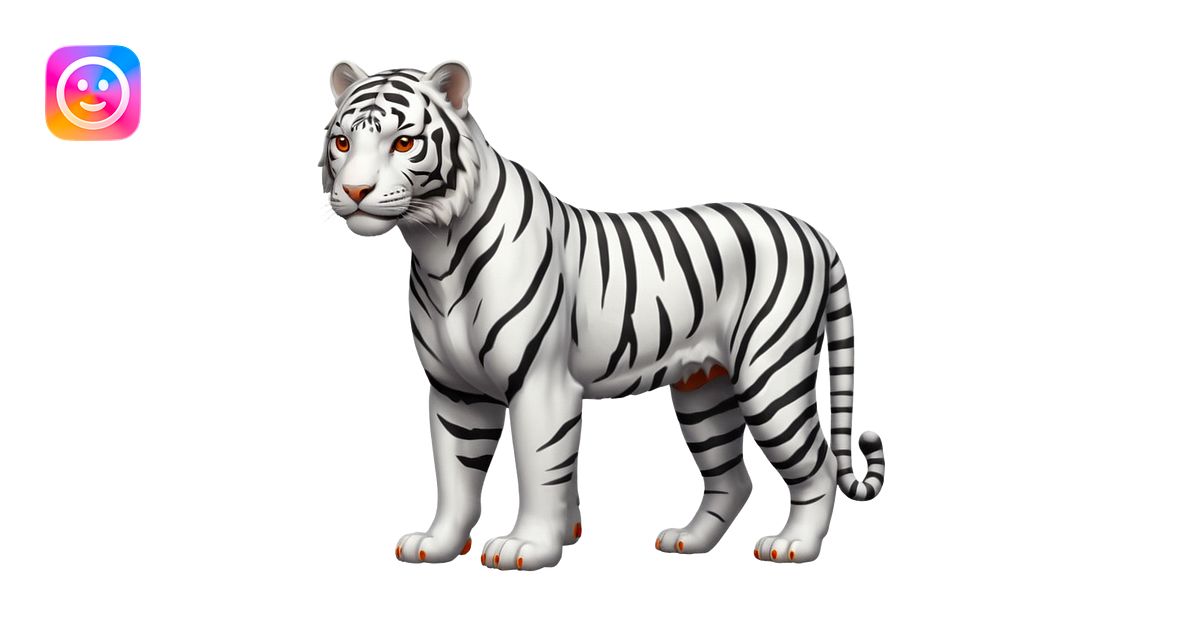White tiger full with body emoji | AI Emoji Generator