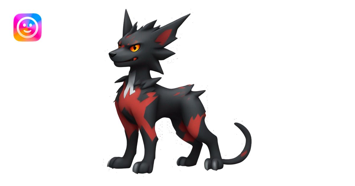 Cool Edgy Litten-Houndoom-Luxray Fakémon Digimon with Red and white ...
