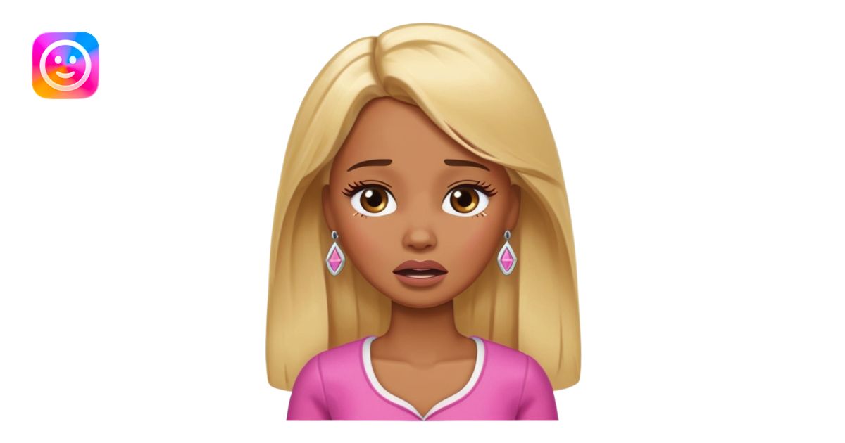 brown skin blonde barbie crying emoji | AI Emoji Generator