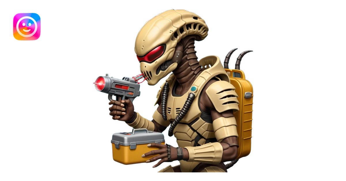 The Predator, as in the 1987 movie, with full armor, shoulder laser gun ...
