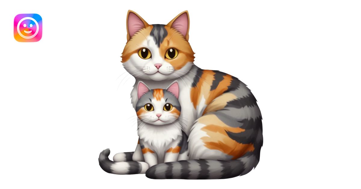 full body colourful light patched calico + white tabby cat cuddling a ...