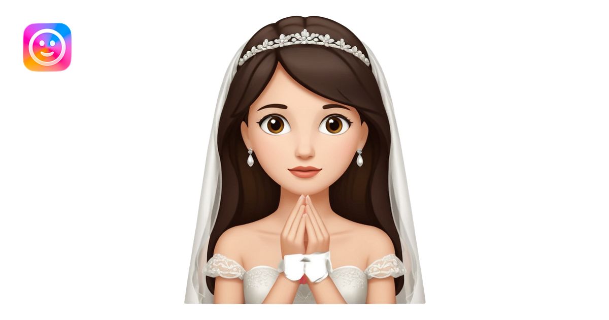 Blonde skin bride with dark brown hair with a chin on her face emoji ...