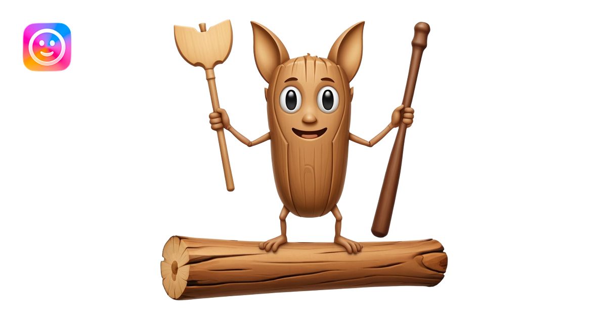 The character is an anthropomorphic wooden log with a cartoonish face ...