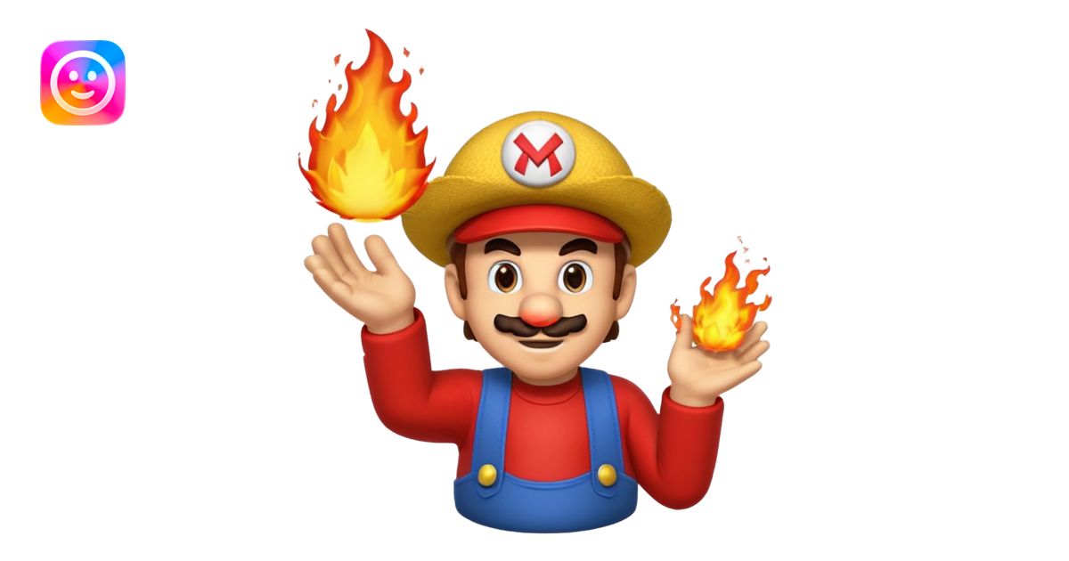 Fire power Mario throwing a fireball with a Jamaican hat emoji | AI ...