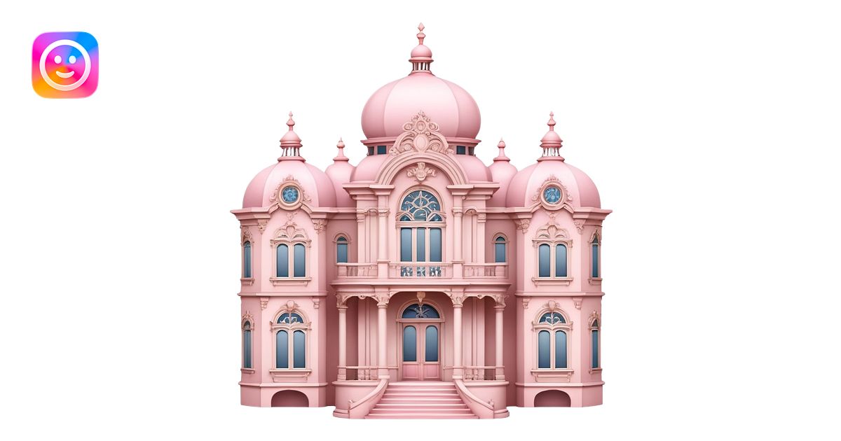 Light Pink Rococo mansion isometric emoji | AI Emoji Generator