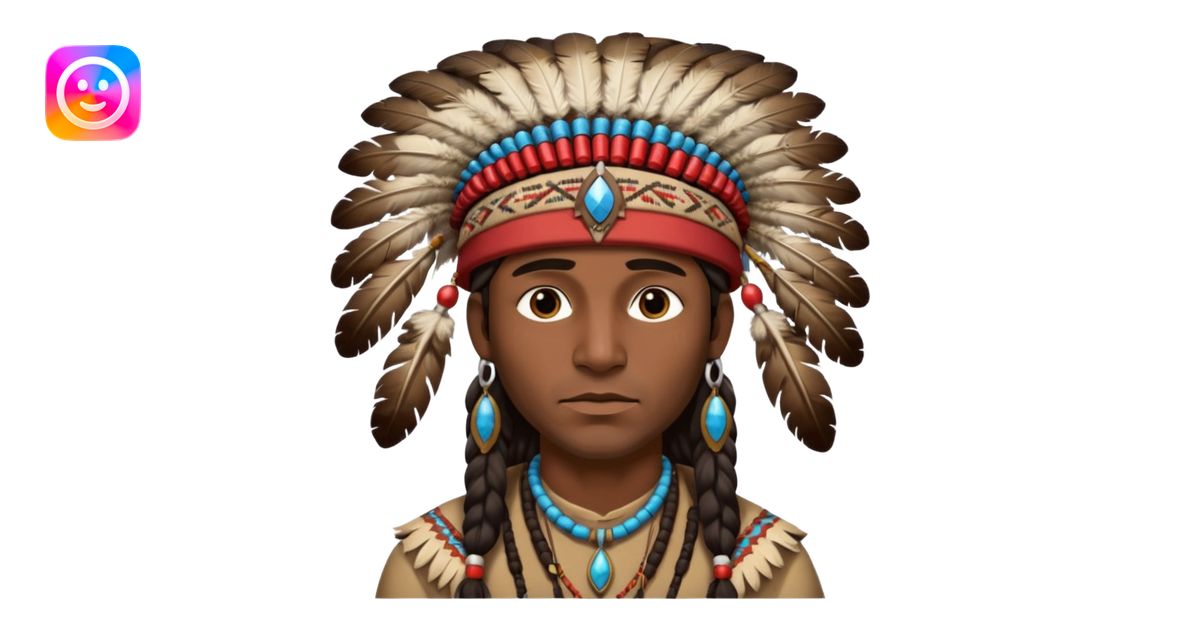 Dark-skinned male, Native American-style hat emoji | AI Emoji Generator