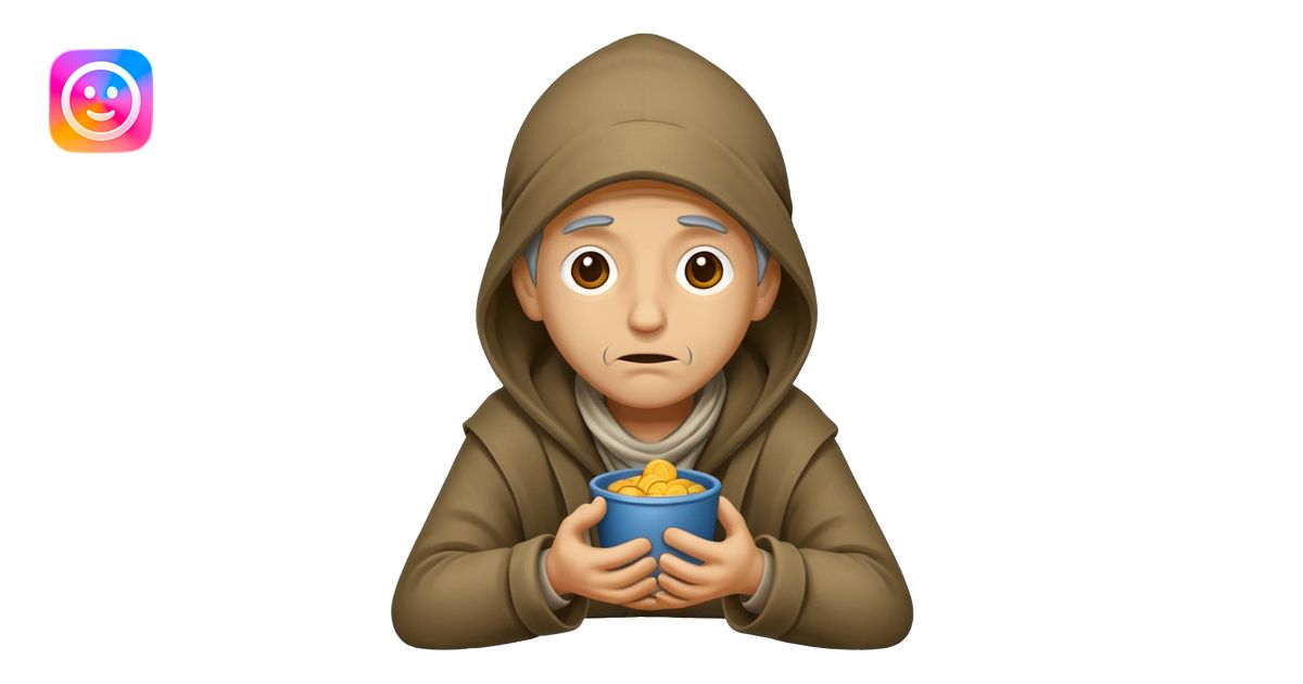 beggar who is also a homeless person emoji | AI Emoji Generator