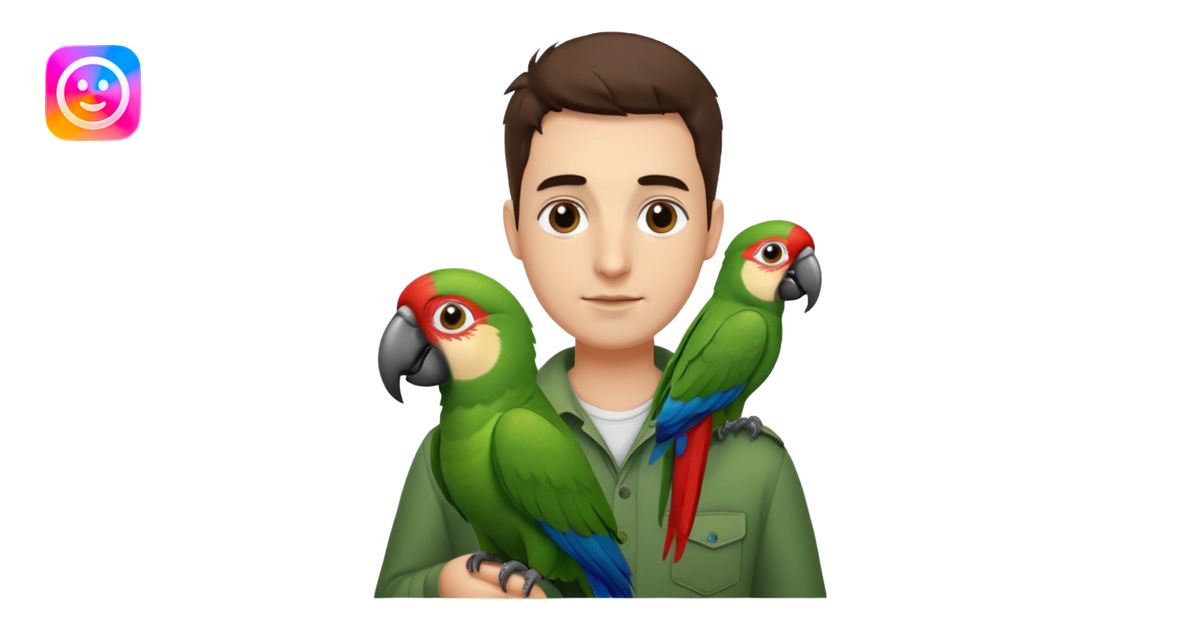 Walker + parrot on shoulder, Pet Walkers. emoji | AI Emoji Generator