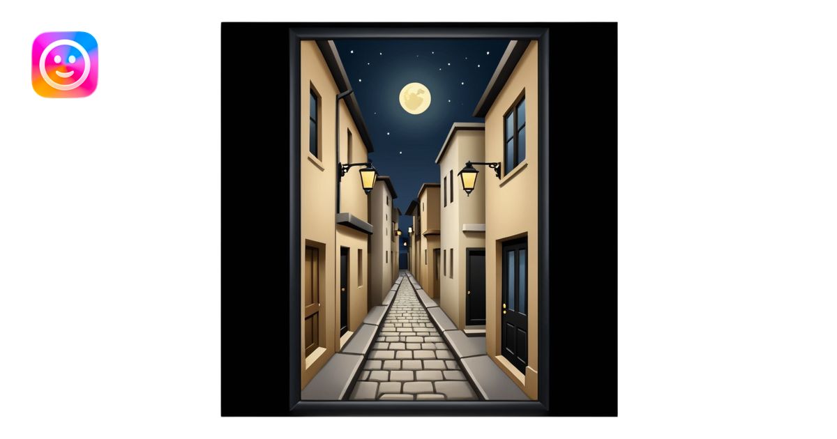narrow alleyway with simple building design at nighttime emoji | AI ...