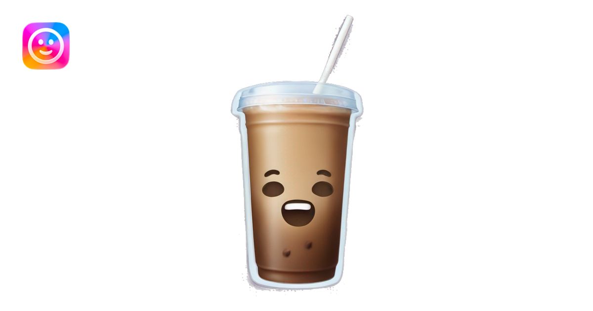Iced coffee with no whipped cream flat lid with straw emoji | AI Emoji ...
