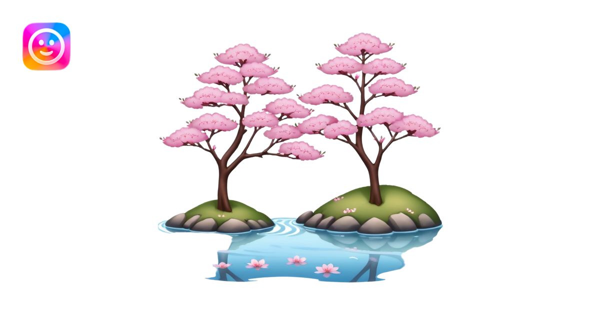 Cherry blossom trees with river emoji | AI Emoji Generator