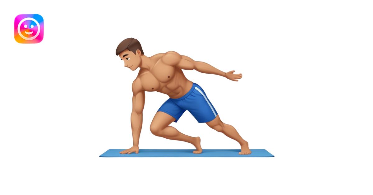 buff man blue shorts doing plank exercise on yoga mat emoji | AI Emoji ...