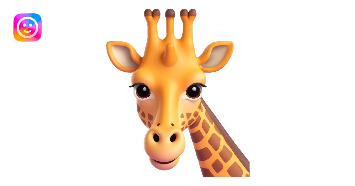 3D emoji of a giraffe head with a long neck, simple and expressive ...