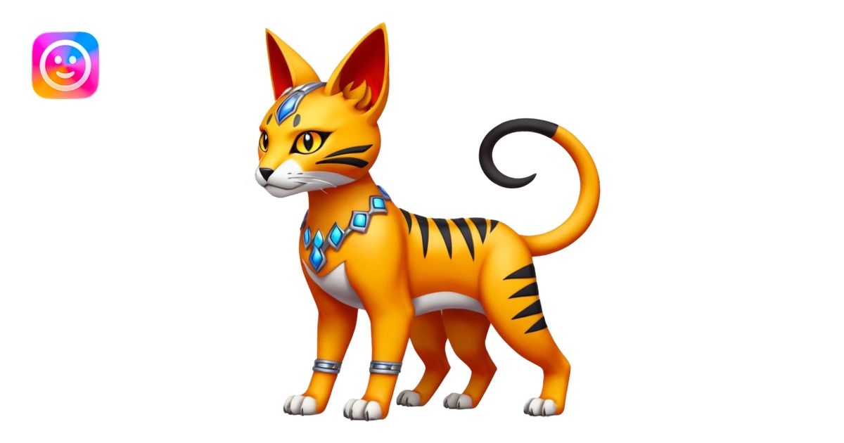 Colorful orange red black yellow Bastet-Gatomon-Vernid-Protogen-Digimon ...