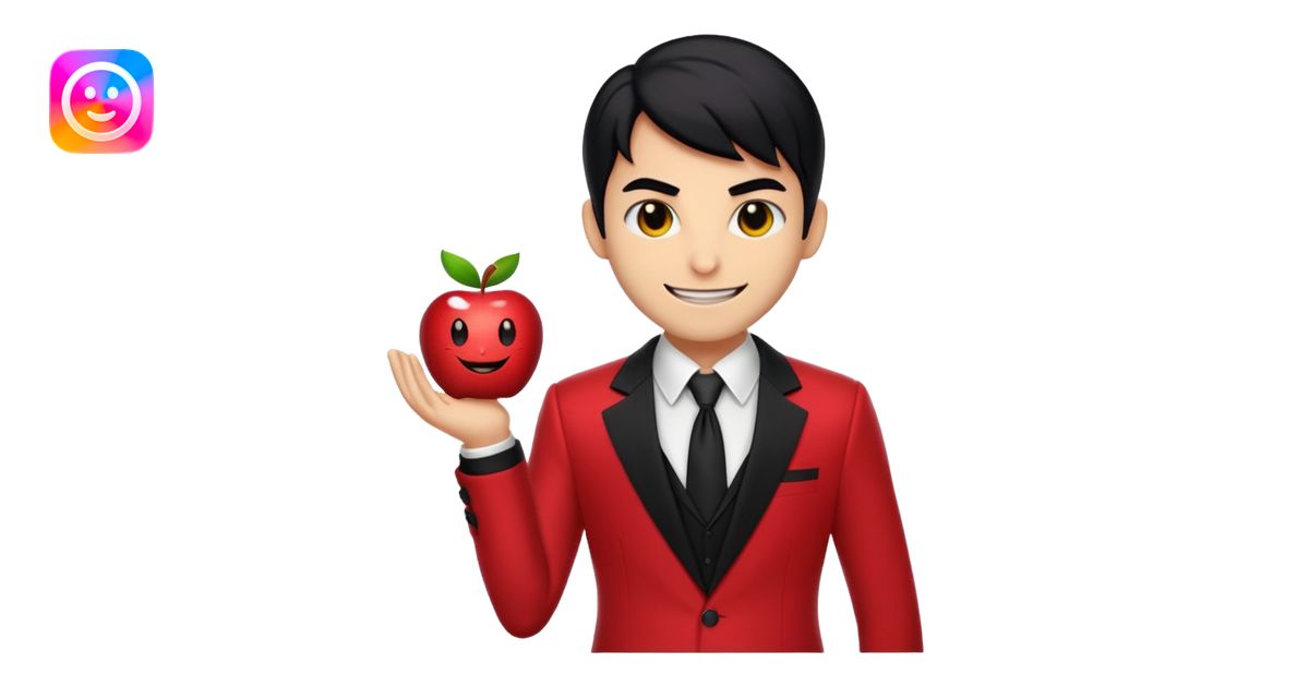 Lucifer from Hazbin Hotel as an apple-style emoji, elegant and ...