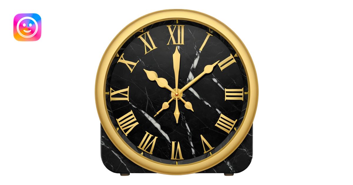 Black marble with gold stone wall Clock emoji | AI Emoji Generator