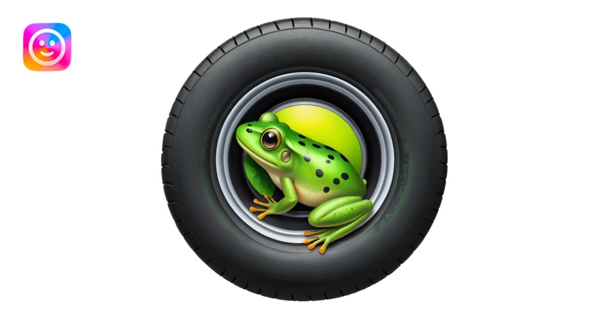 Frog head on top of tire. The tire is the body and the legs are on the ...