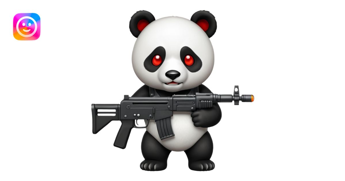 Angry panda with machine gun emoji | AI Emoji Generator