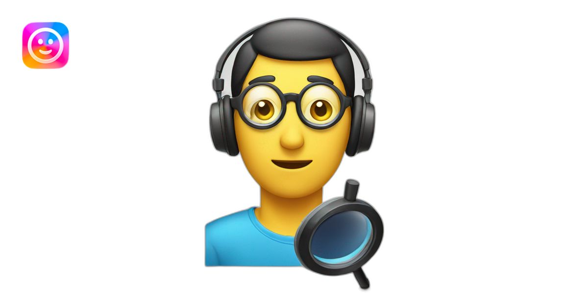 man with headphones observing with a magnifying glass emoji | AI Emoji ...