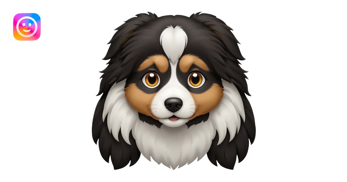 DOG BLACK AND WHITE WITH LONG HAIR emoji | AI Emoji Generator