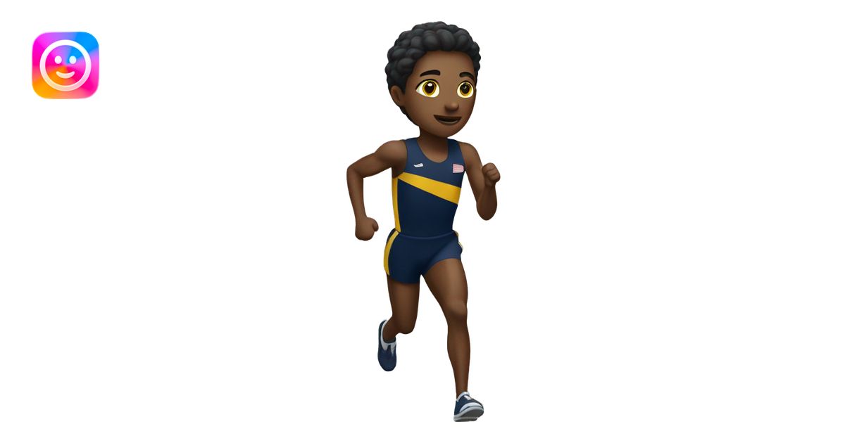 track runner with navy blue and yellow uniform emoji | AI Emoji Generator