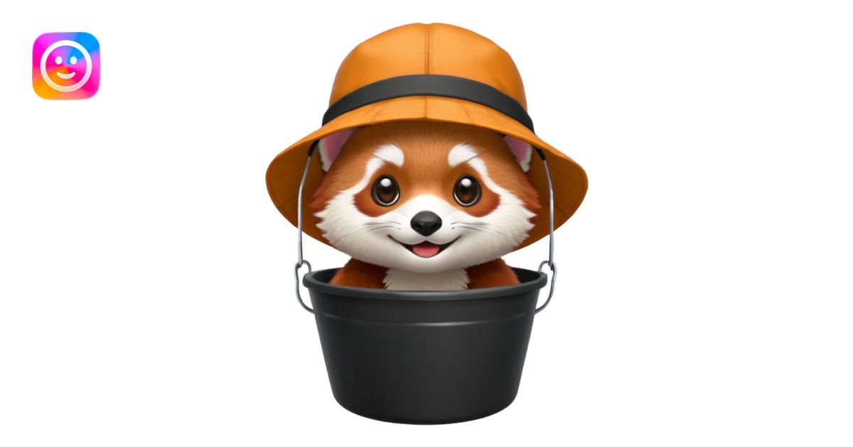 red panda wearing bucket hat, full body emoji | AI Emoji Generator
