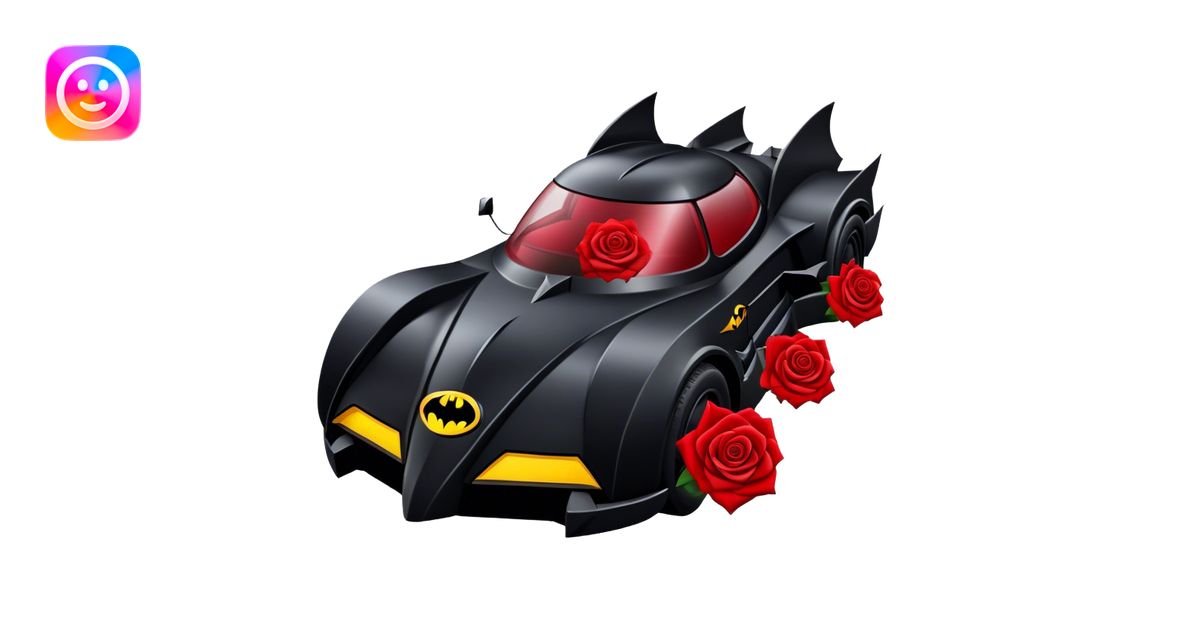 Batmobile with roses emoji | AI Emoji Generator