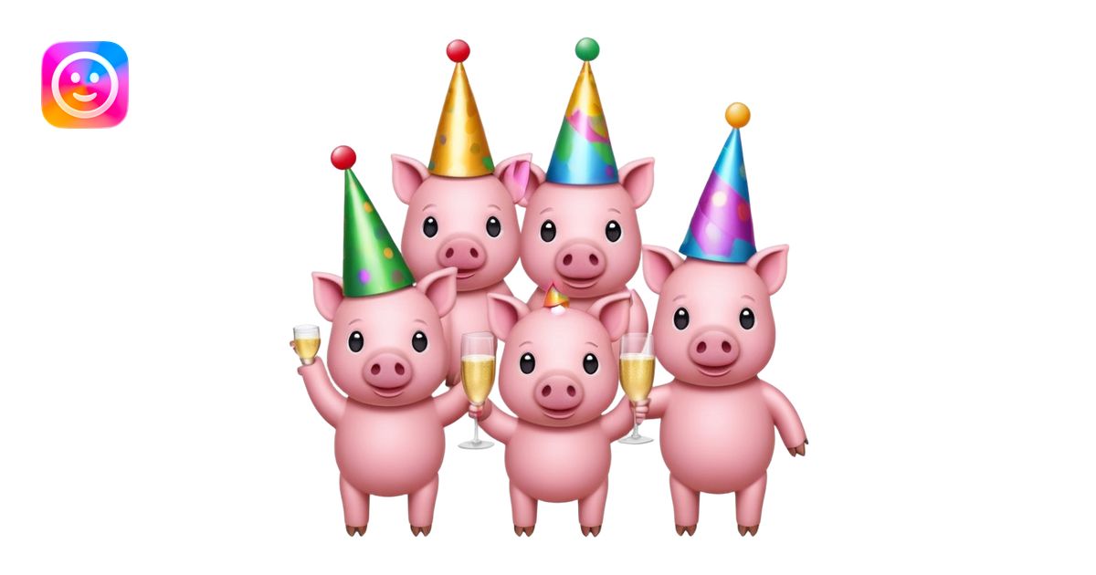 pigs pink celebrating cheers emoji | AI Emoji Generator
