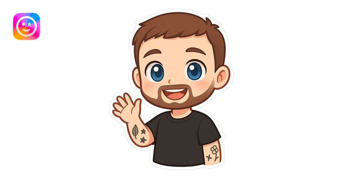 cute chibi cartoon-style male character, front-facing, short brown hair ...
