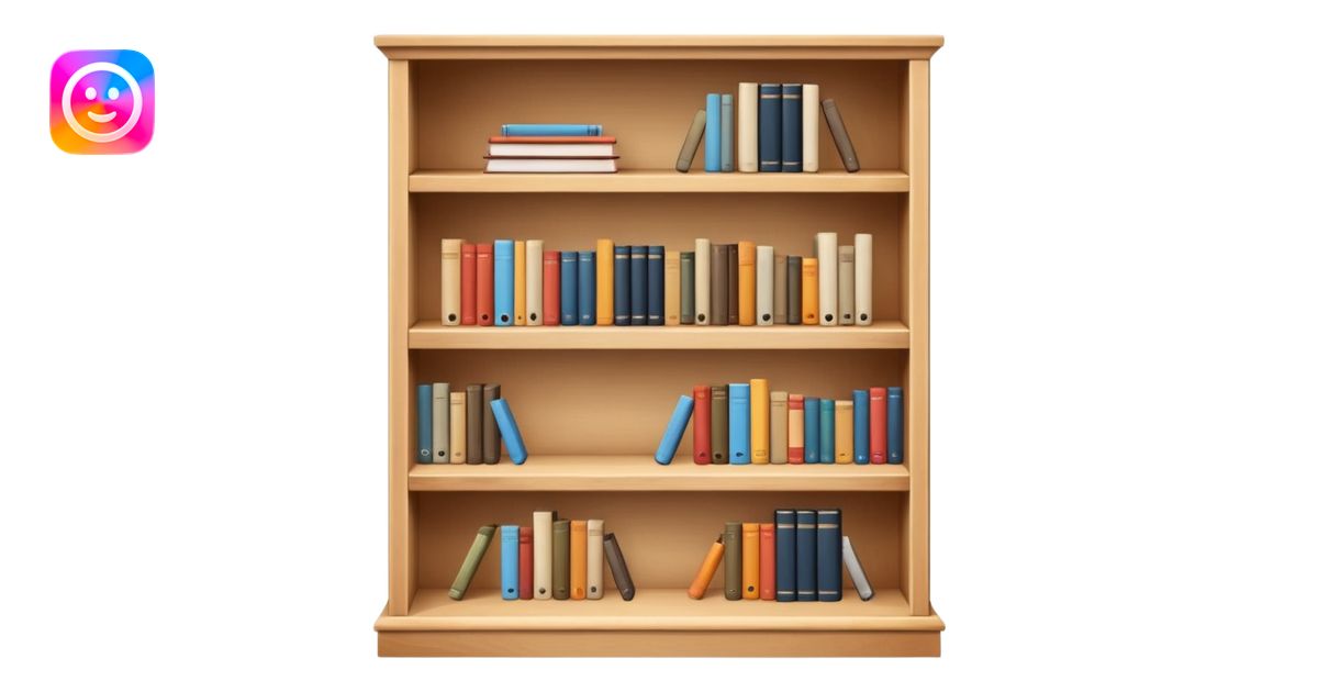 A small light wooden table bookshelf storage emoji | AI Emoji Generator