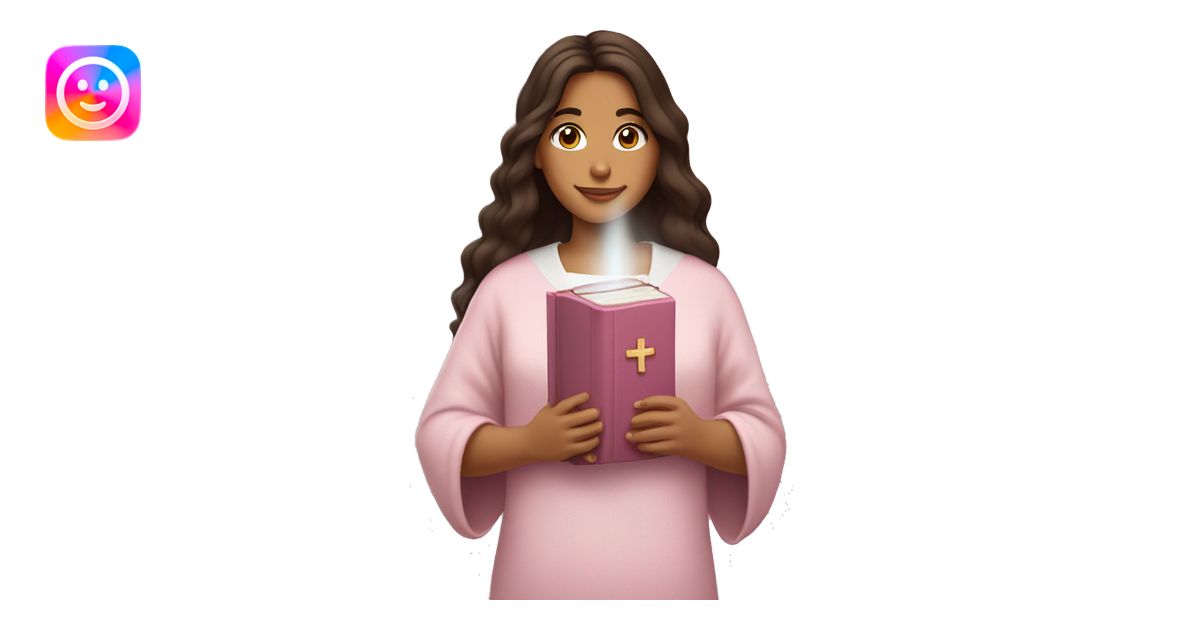 Latina girl holding a light pink Bible with a Christian cross on the ...